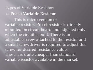 Resistors: Types and Uses | PPT