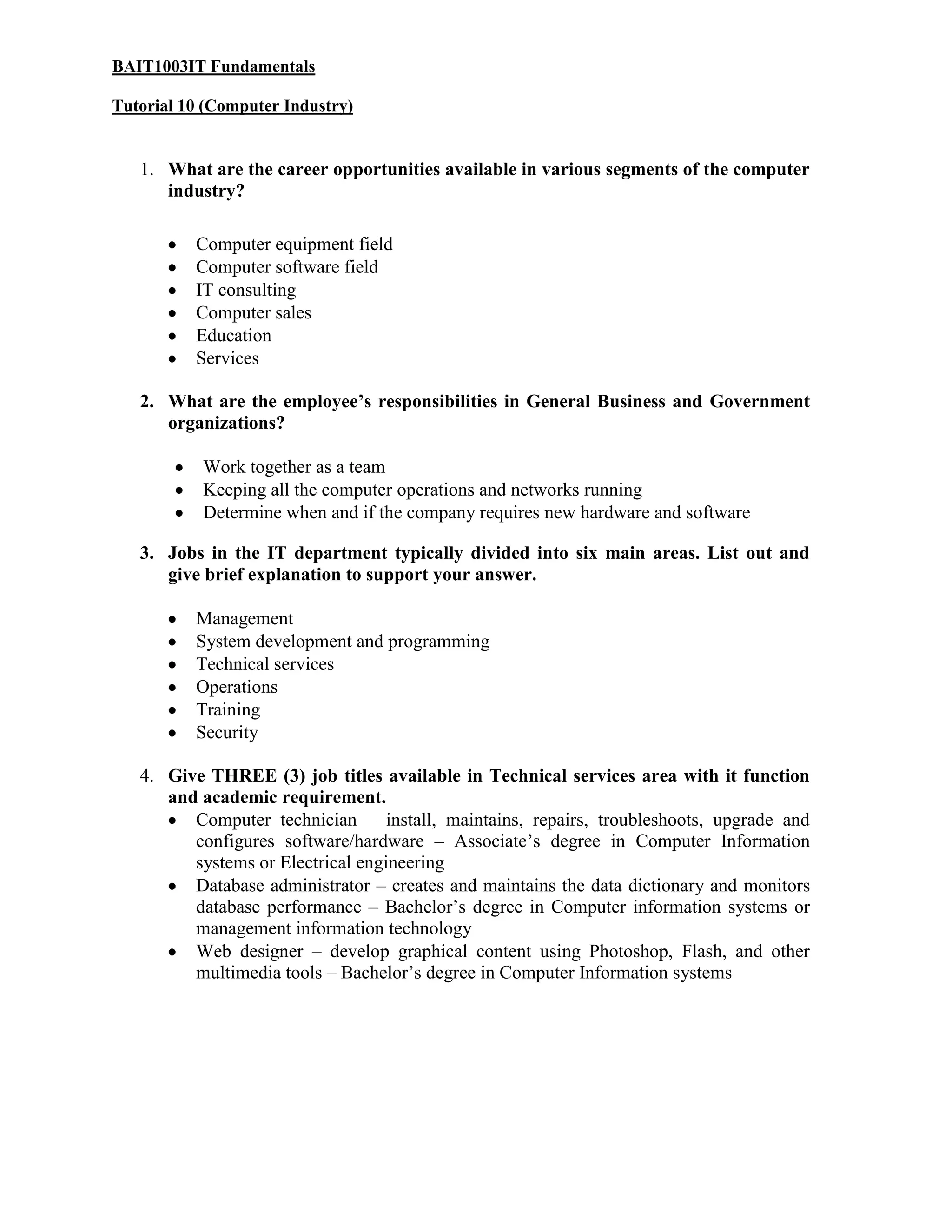 BAIT1003 Tutorial 10 | DOCX