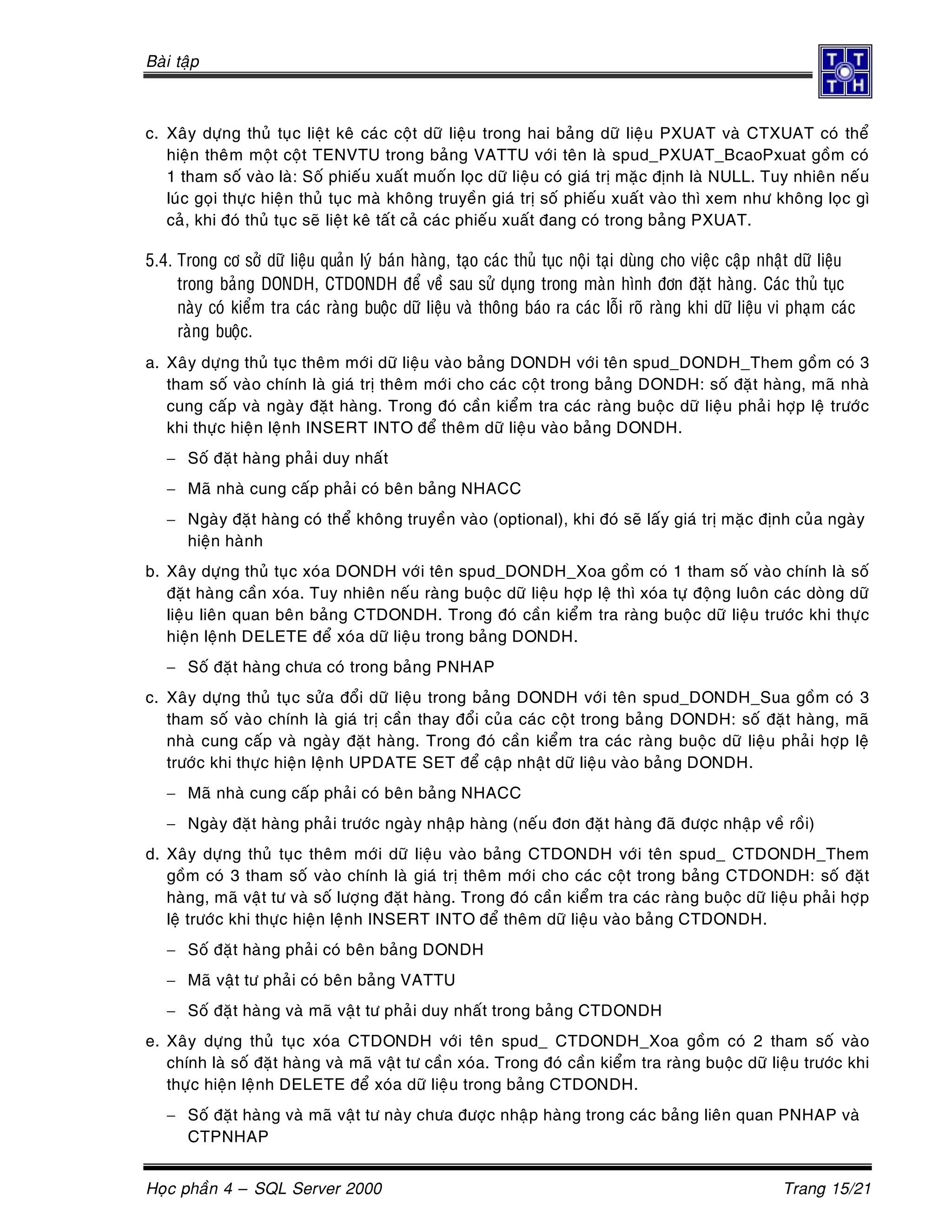 Bai tap hp4 - sql server 2000 | PDF