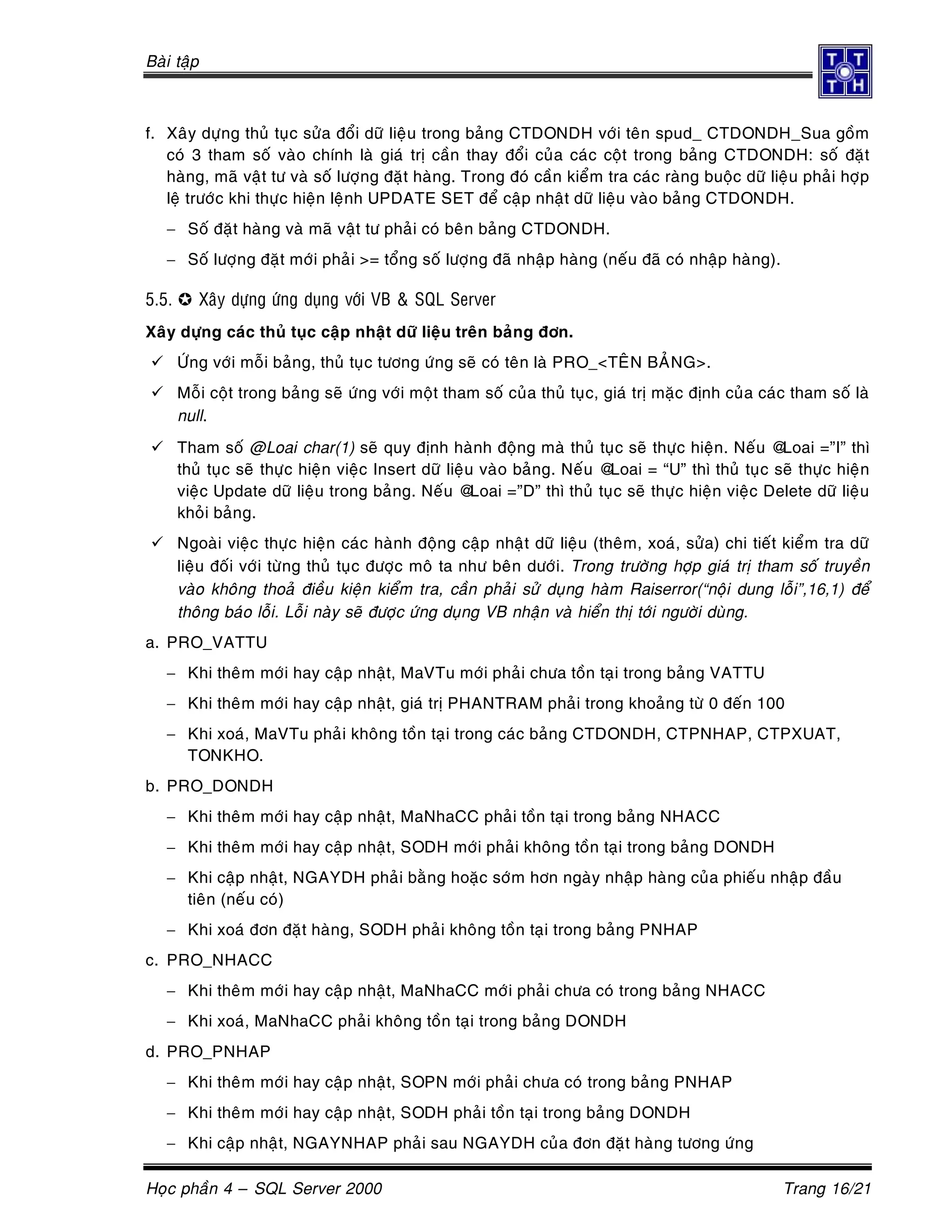 Bai tap hp4 - sql server 2000 | PDF