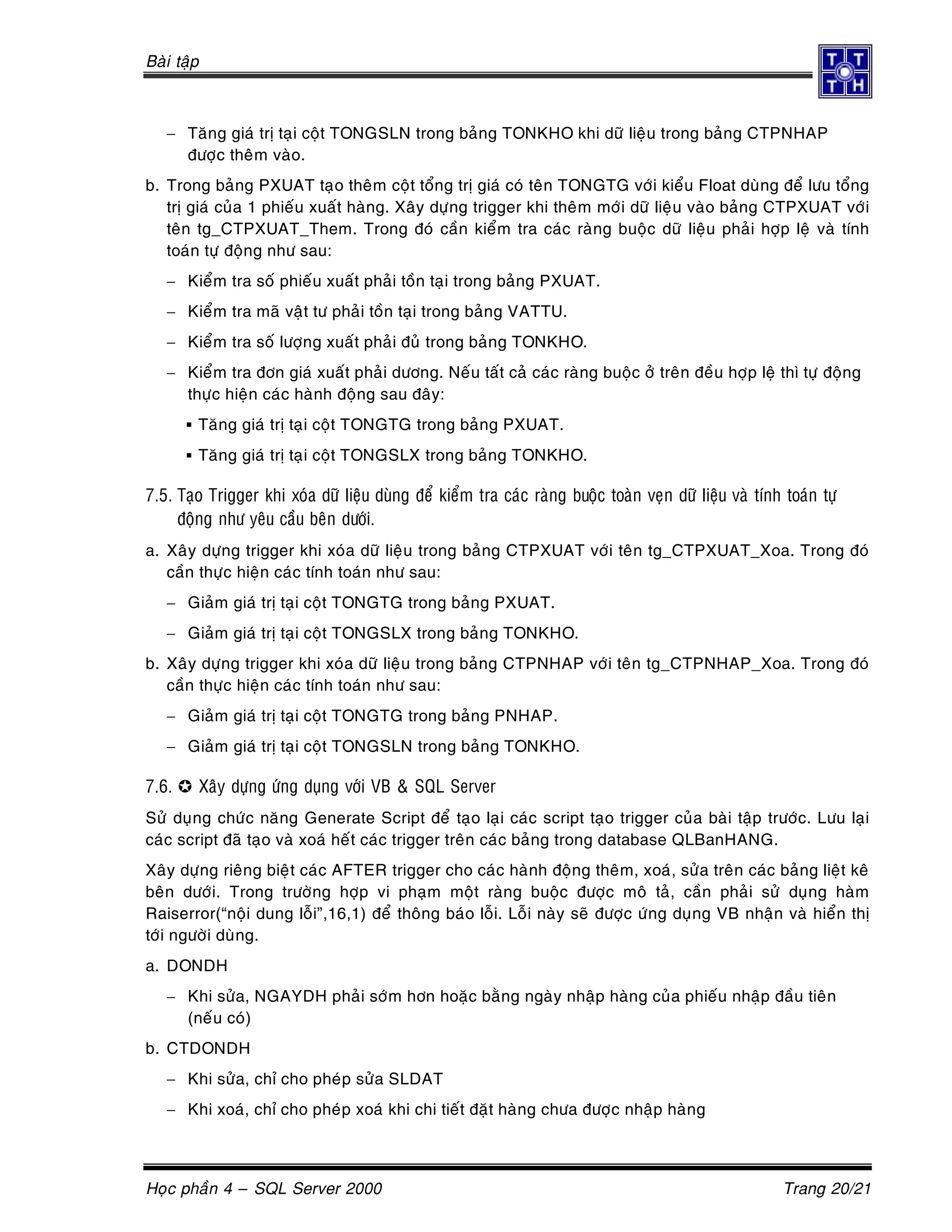 Bai tap hp4 - sql server 2000 | PDF