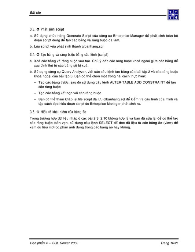 Bai tap hp4 - sql server 2000 | PDF