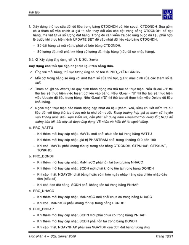Bai tap hp4 - sql server 2000 | PDF