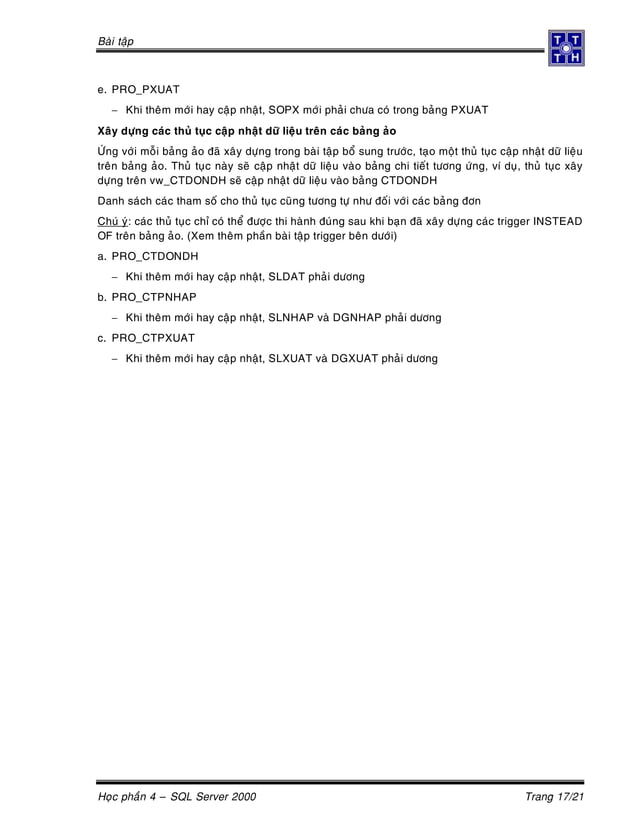 Bai tap hp4 - sql server 2000 | PDF