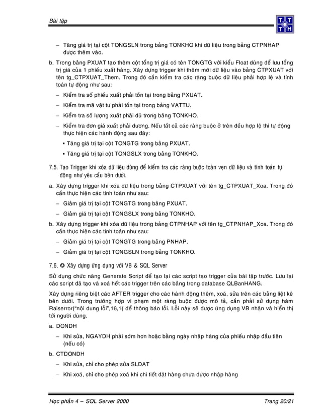Bai tap hp4 - sql server 2000 | PDF