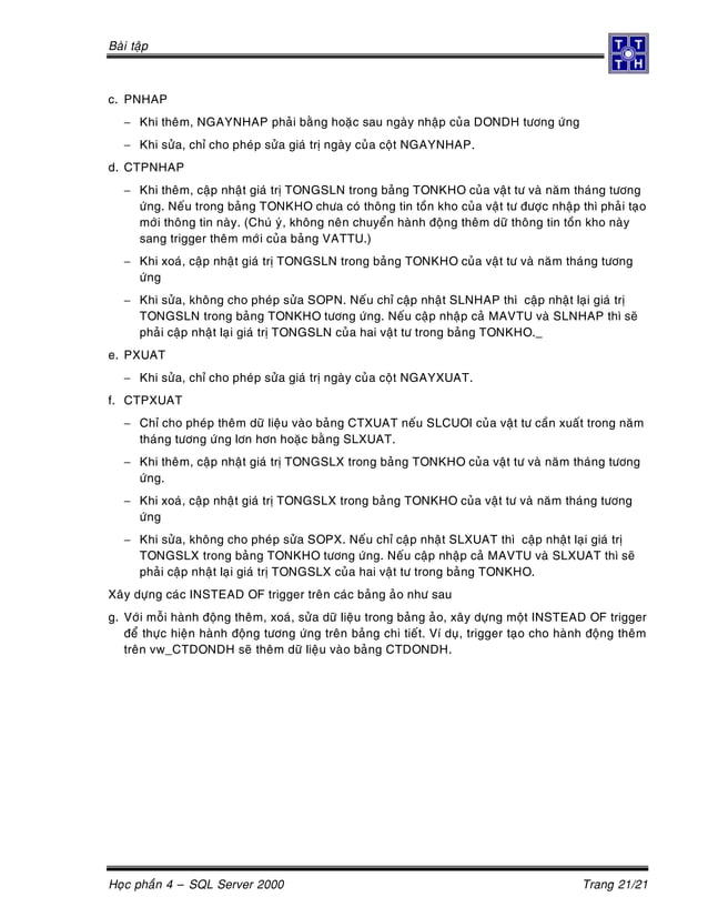 Bai tap hp4 - sql server 2000 | PDF