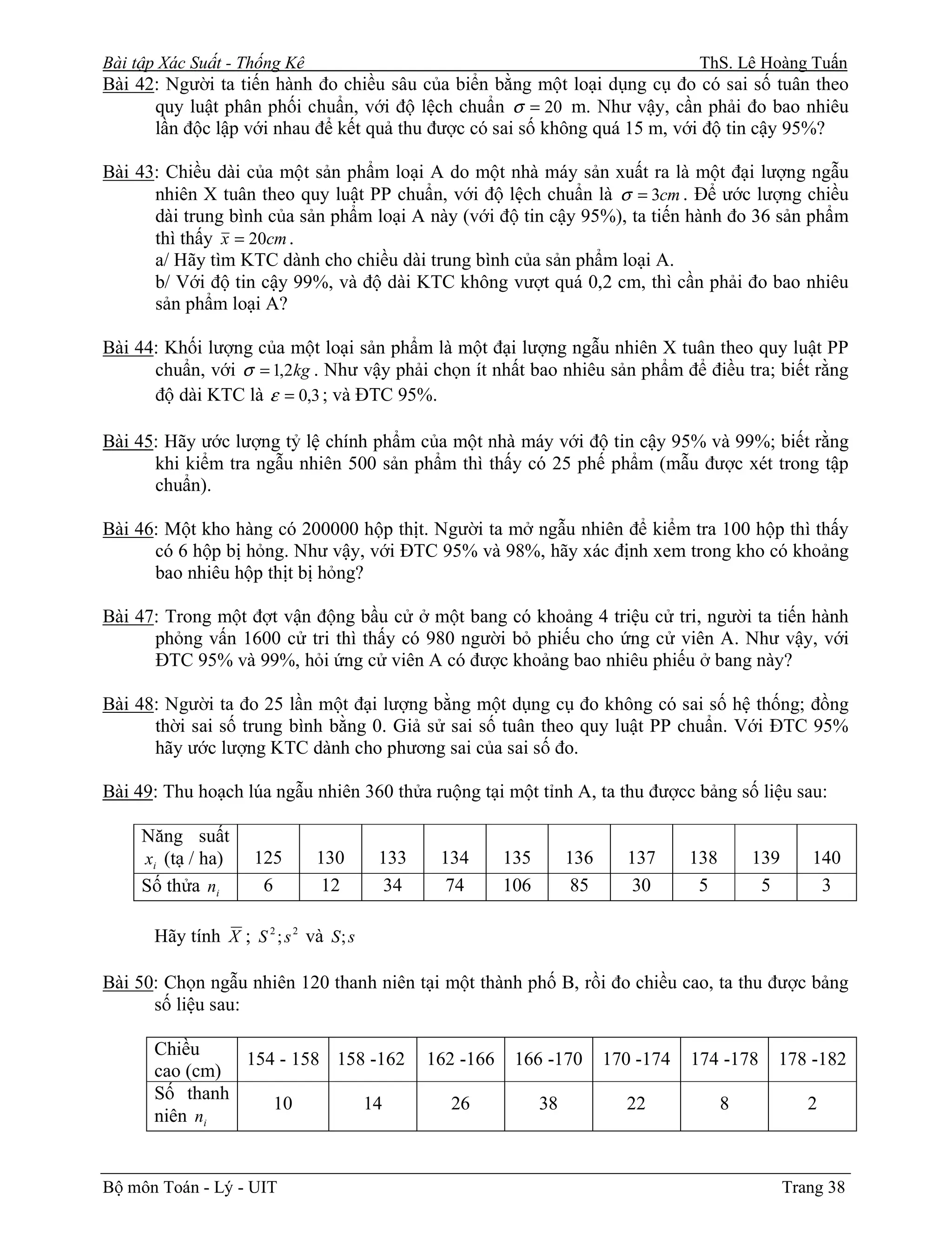 Baitap xstk-uit | PDF