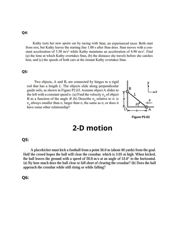 one dimensions basic physicss exerrcises | PDF