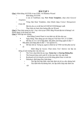 Bai tap access | PDF