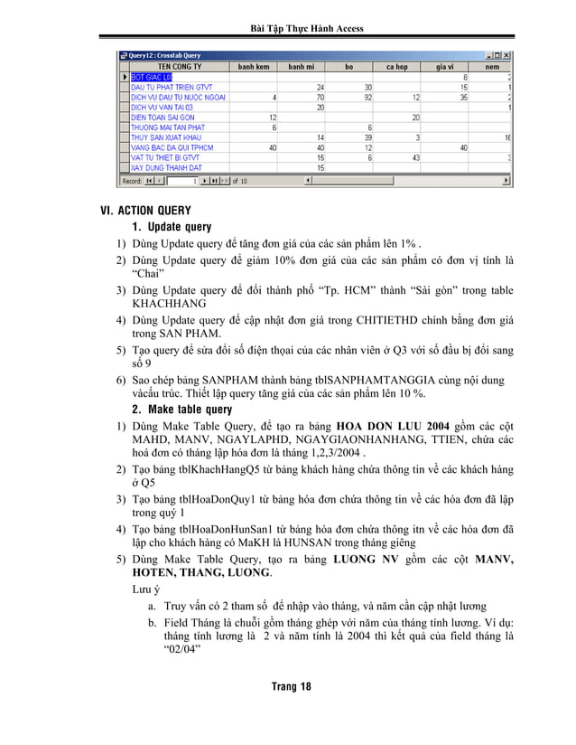 Bai tap access | PDF
