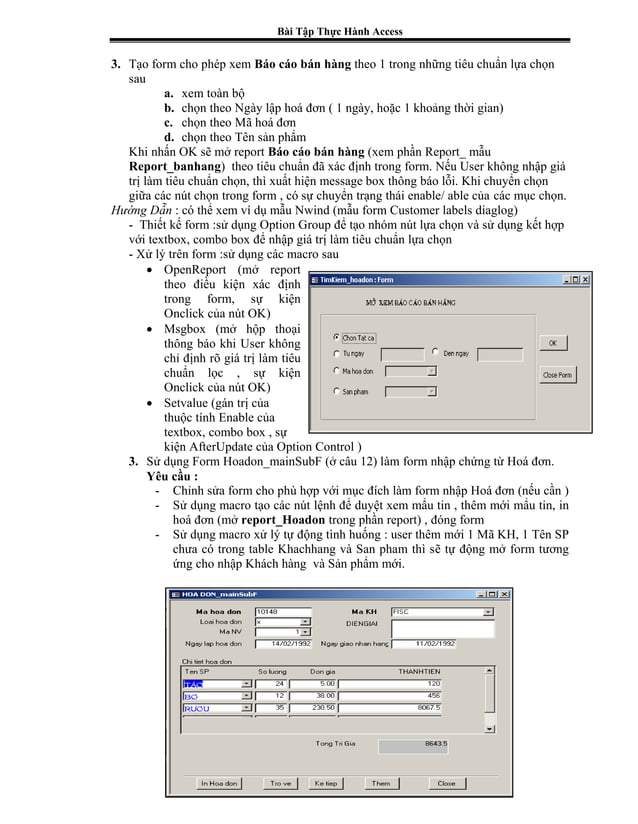 Bai tap access | PDF
