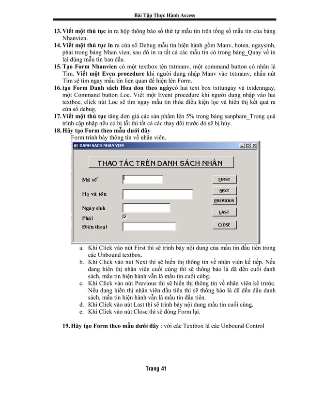 Bai tap access | PDF