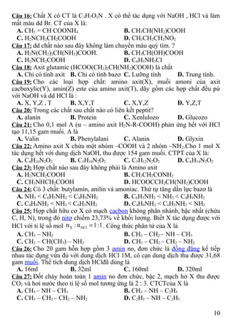 Bai tap aminaminoaxit hay co dap an | DOC