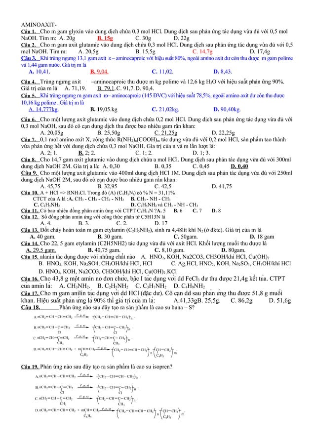 Bai tap amino axit peptit-protein | DOC