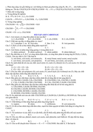 Bai tap axit cacboxylic | DOC