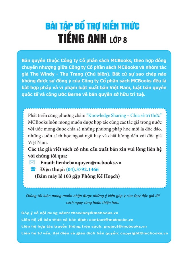Bai tap bo tro kien thuc tieng anh lop 8 | PDF