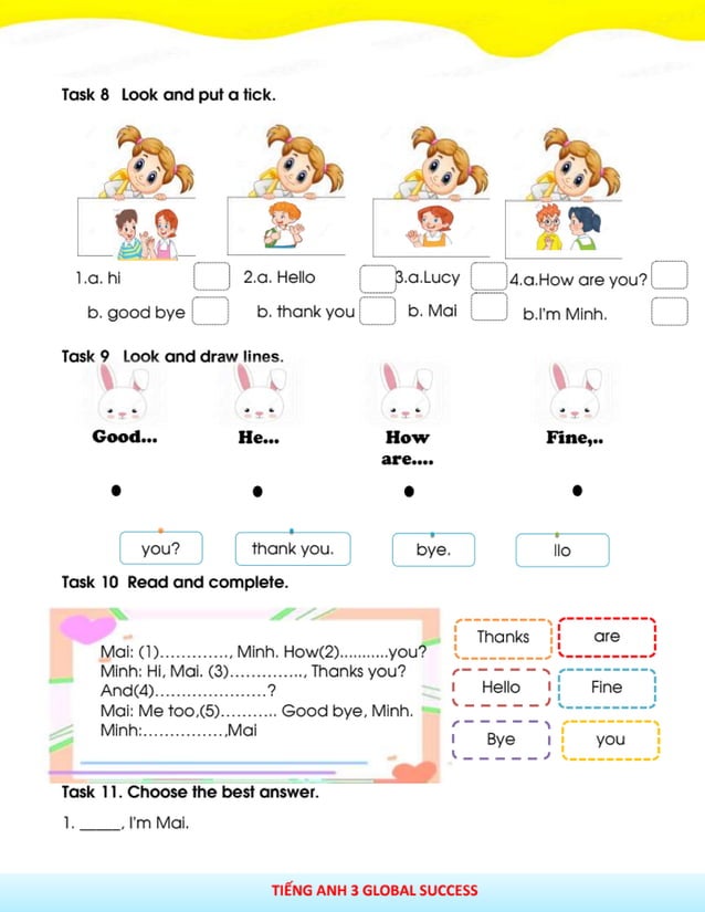 BÀI TẬP BỔ TRỢ TIẾNG ANH GLOBAL SUCCESS LỚP 3 (HK1) CÓ FILE NGHE (BẢN HS-GV) | PDF