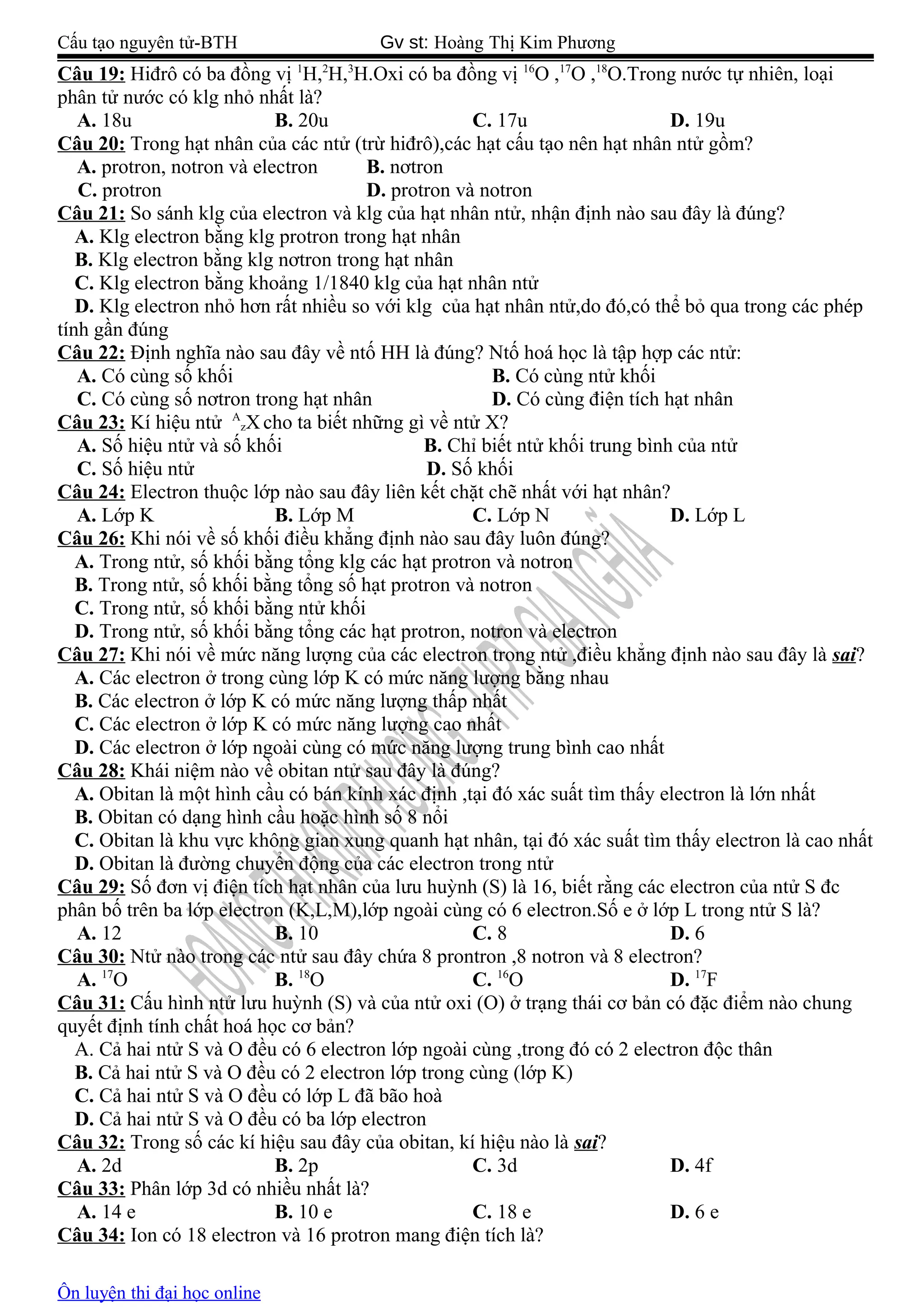 Bai tap cau tao nguyen tu va bang tuan hoan | PDF