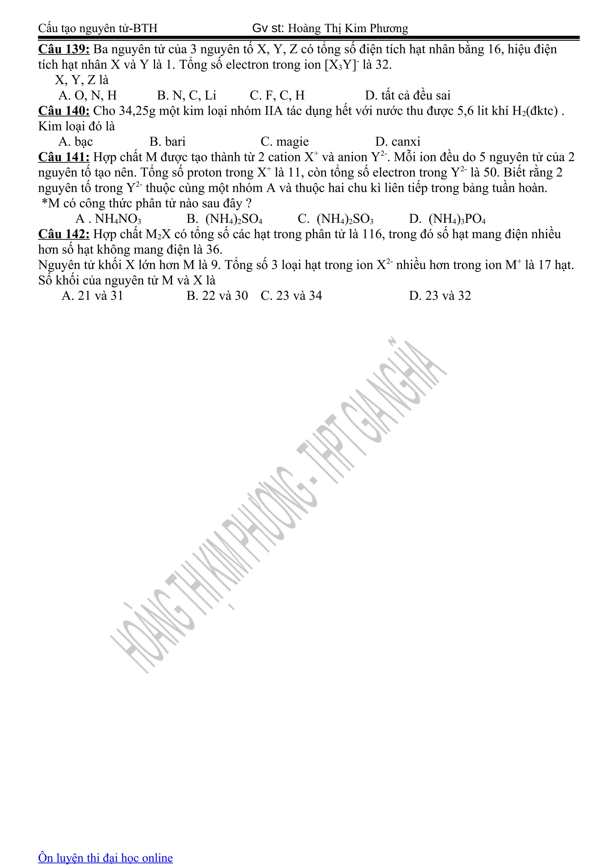 Bai tap cau tao nguyen tu va bang tuan hoan | PDF