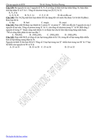 Bai tap cau tao nguyen tu va bang tuan hoan | PDF