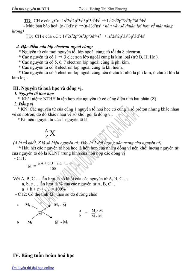 Bai tap cau tao nguyen tu va bang tuan hoan | PDF