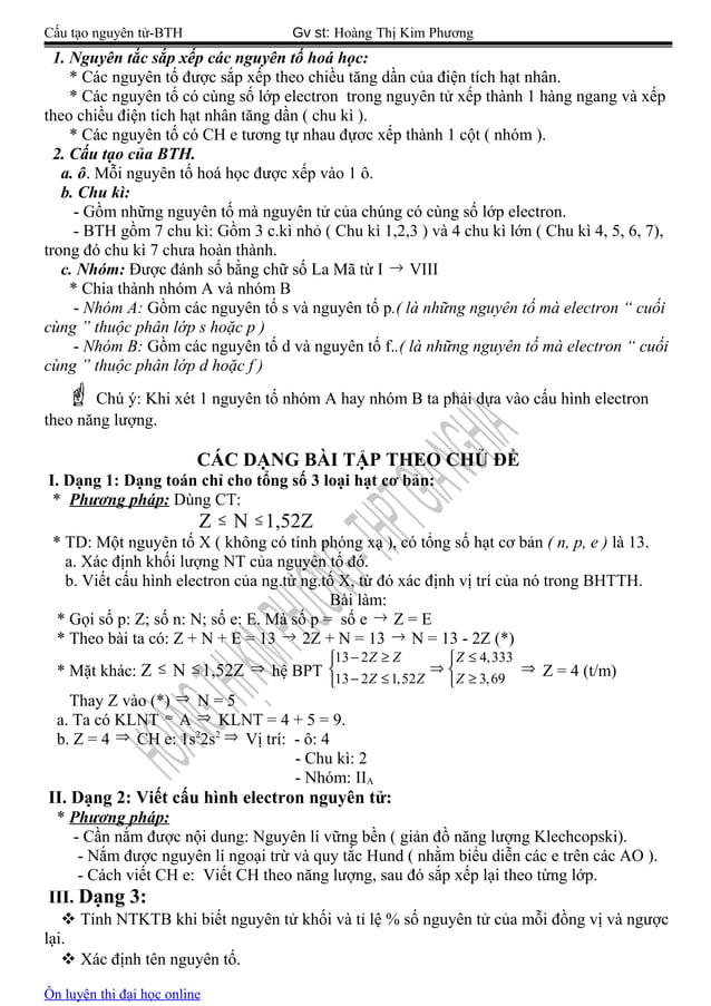 Bai tap cau tao nguyen tu va bang tuan hoan | PDF