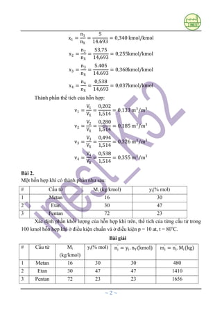 Bài tập Truyền Khối Bách Khoa HCM (sưu tầm) | PDF
