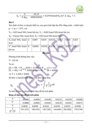 Bài tập Truyền Khối Bách Khoa HCM (sưu tầm) | PDF