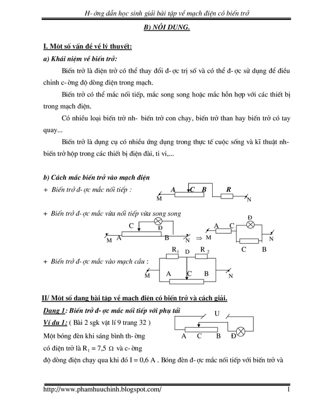 Bai tap co mach dien co bien tro | PDF