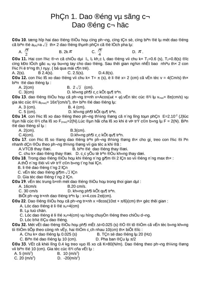 Bai tap dao dong va song co hoc | PDF