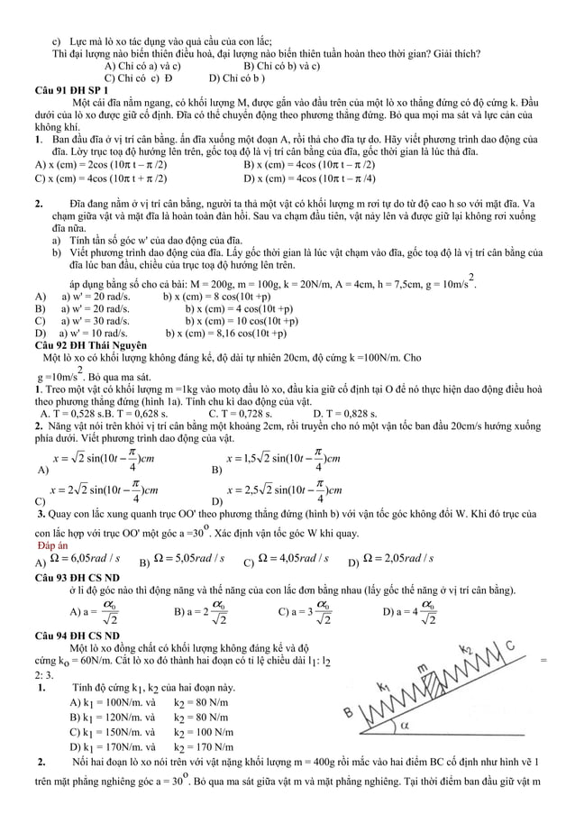 Bai tap dao dong va song co hoc | PDF