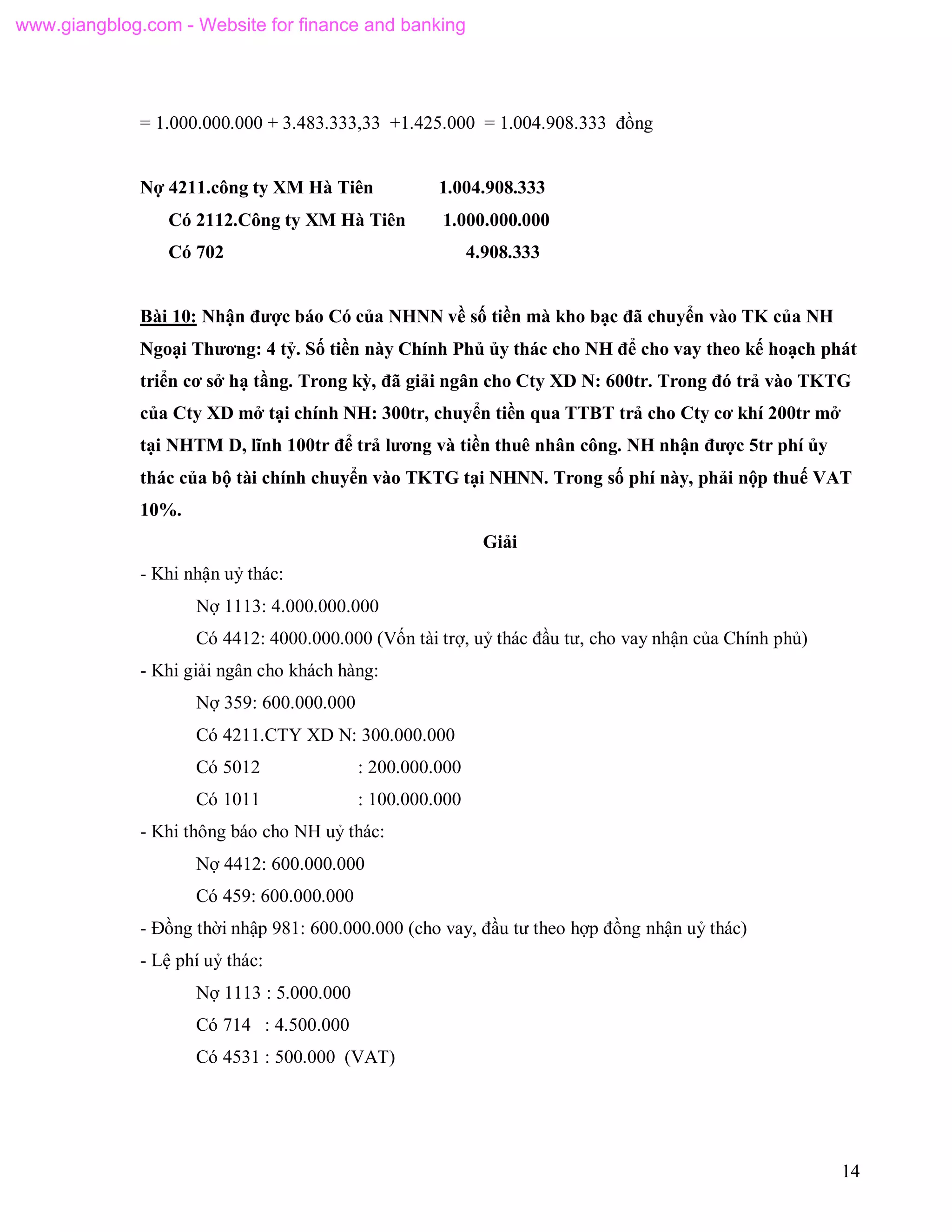 Bai tap dinh_khoan_ke_toan_ngan_hang | PDF