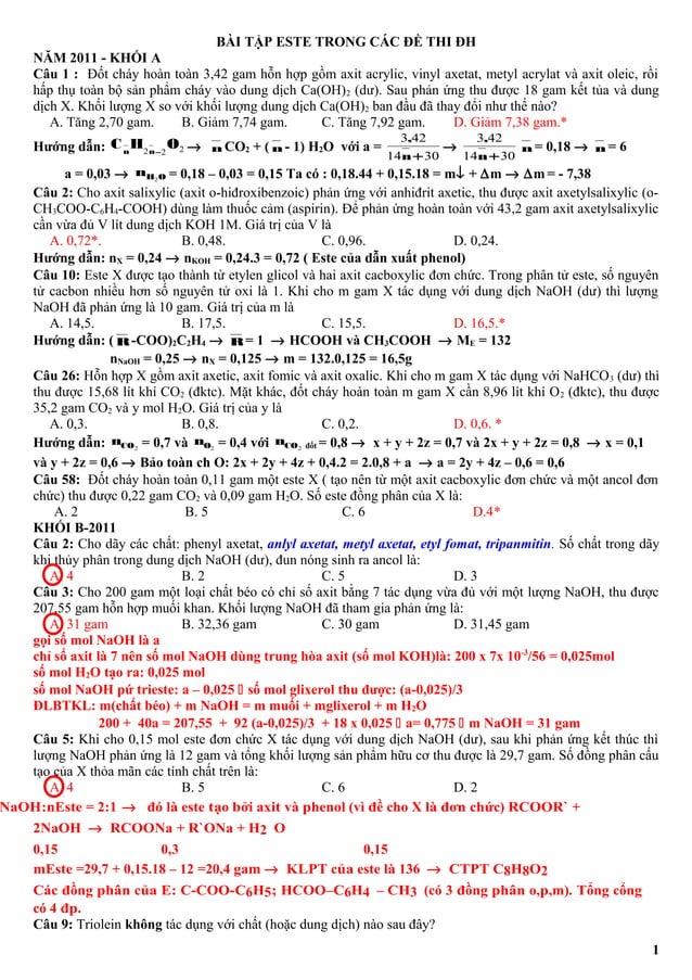 Bai tap este tron cac de thi dai hoc giai chi tiet | PDF