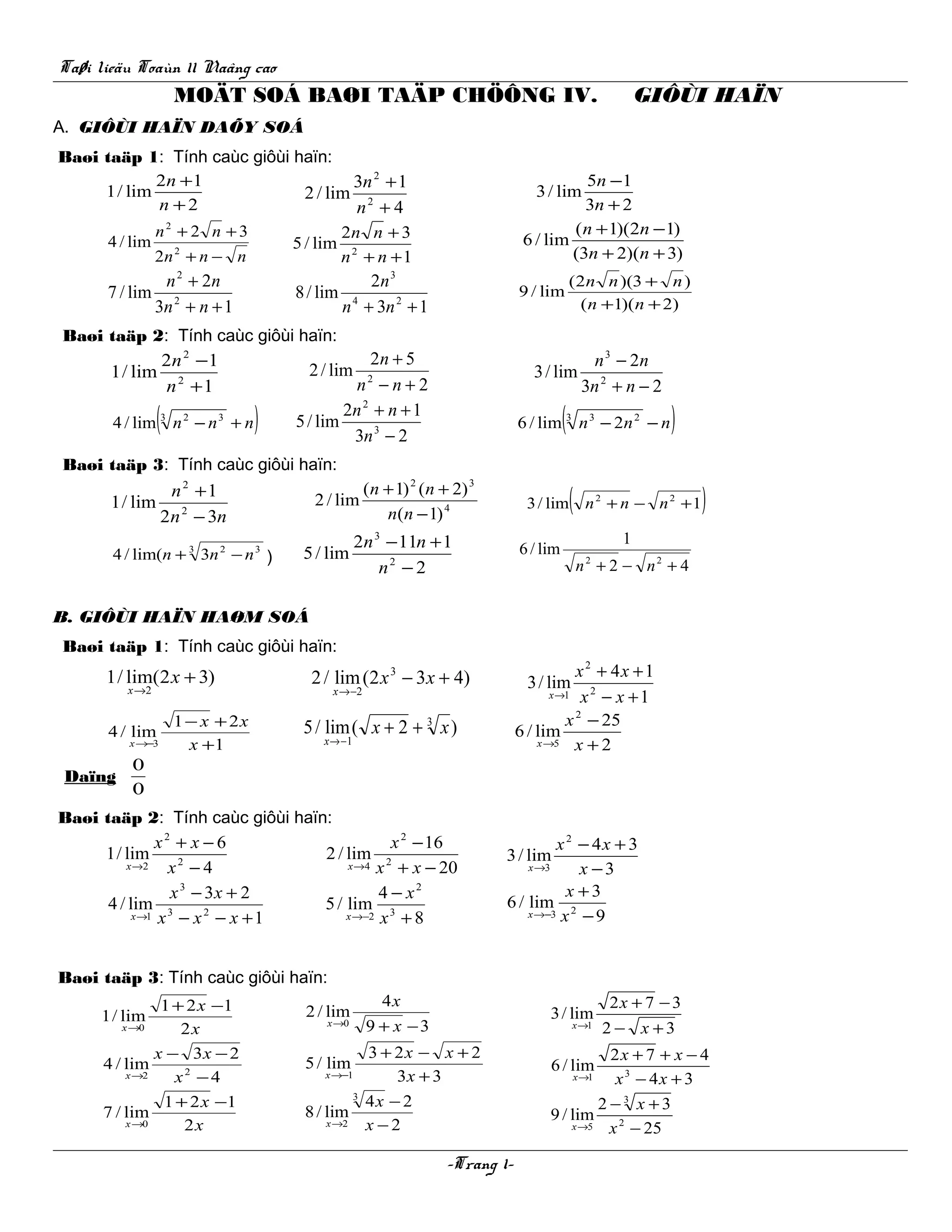 Bai tap gioi han ham so 11 (1) | DOC