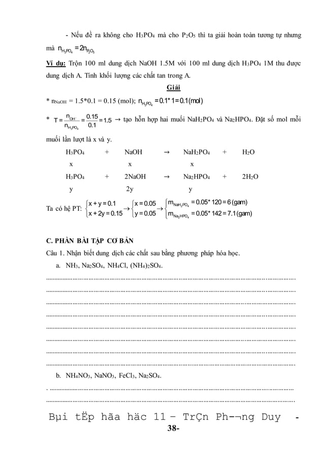 Bai tap hoa hoc lop 11 ca nam | PDF