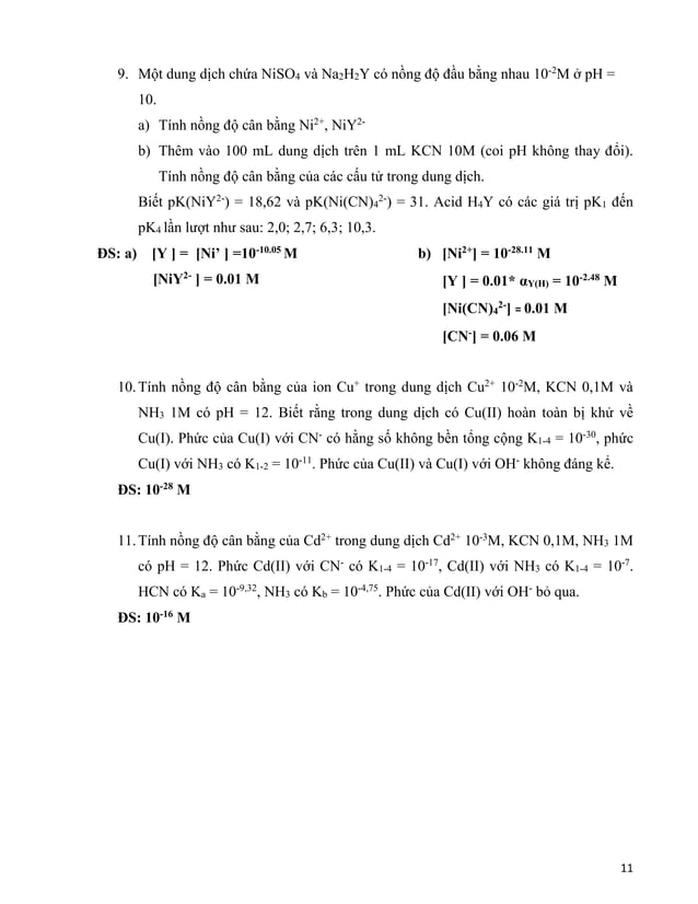 Bai tap hoa phan tich 1 + dap so (hk1 2014) | PDF