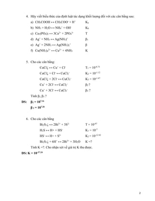 Bai tap hoa phan tich 1 + dap so (hk1 2014) | PDF
