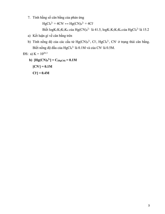 Bai tap hoa phan tich 1 + dap so (hk1 2014) | PDF