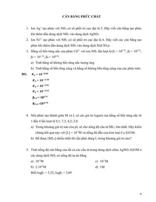 Bai tap hoa phan tich 1 + dap so (hk1 2014) | PDF