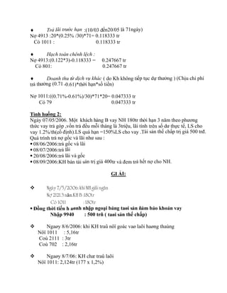 Bai tap ke toan ngan hang | PDF