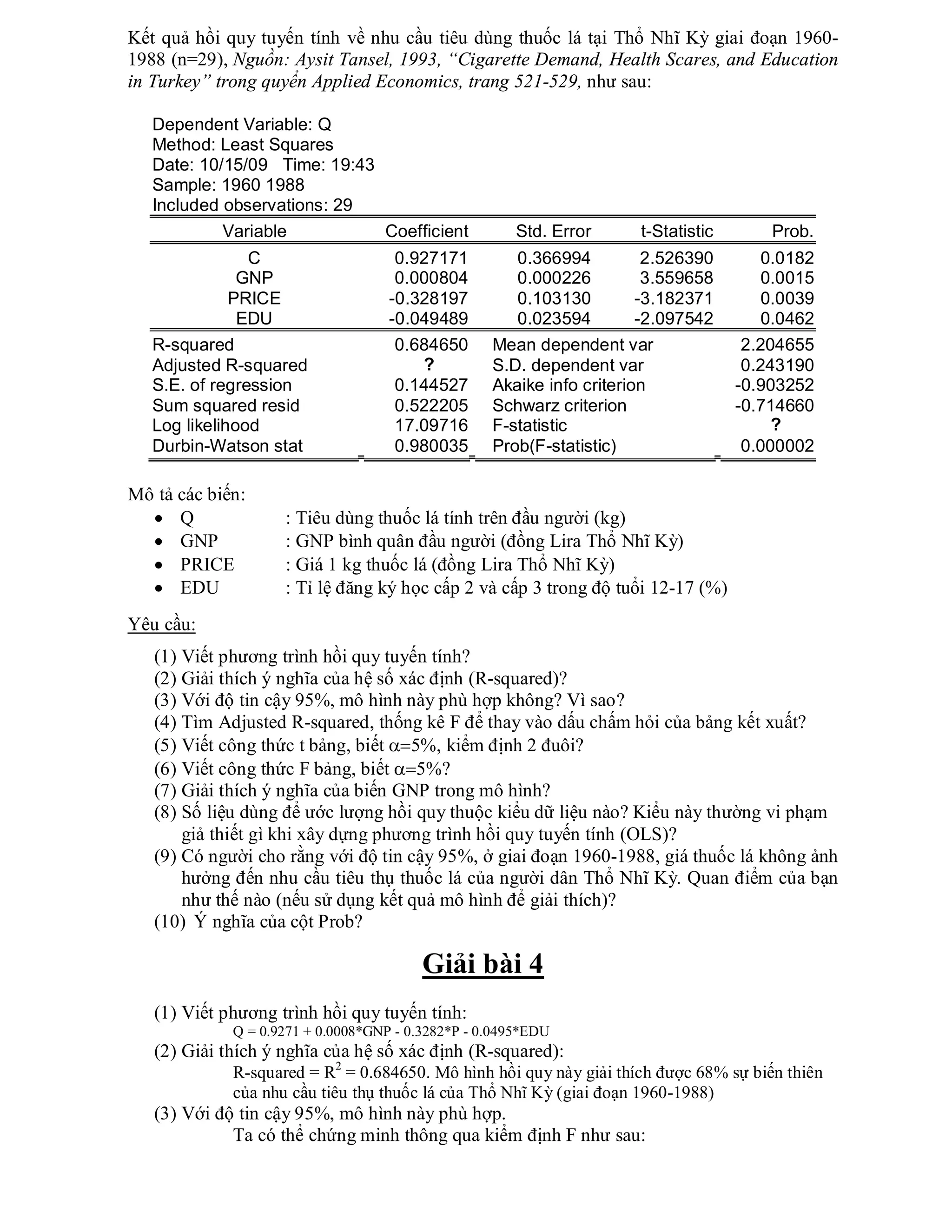 Bai tap ktl lop chinh quy - 2013 | PDF