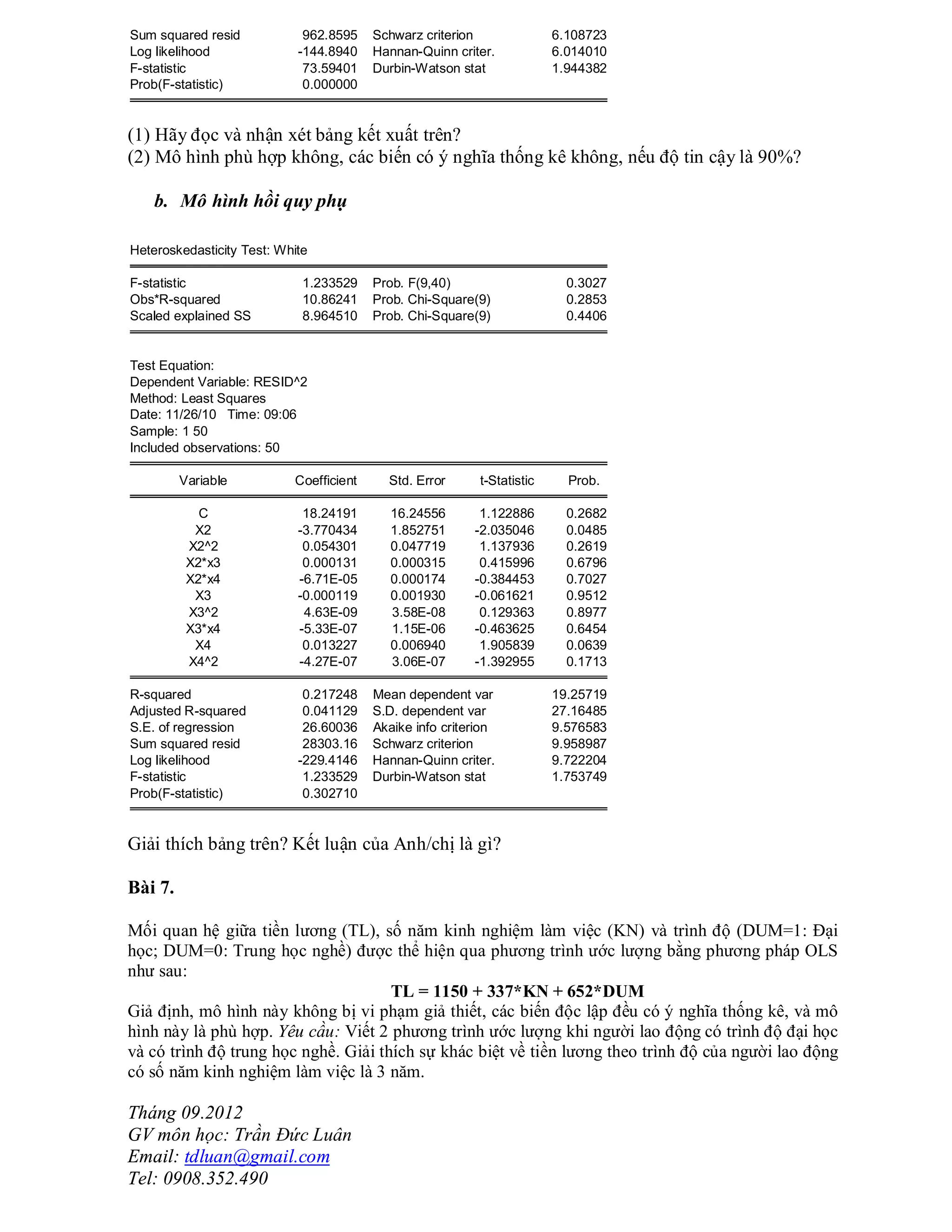 Bai tap ktl lop chinh quy - 2013 | PDF