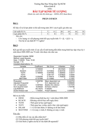 Bai tap ktl lop chinh quy - 2013 | PDF