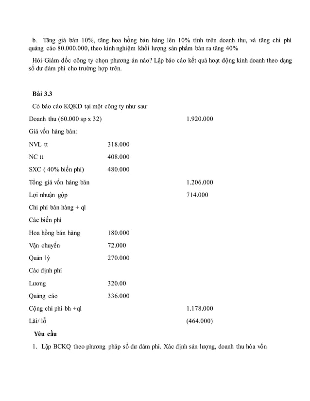 Bài tập kế toán quản trị phần CVP | DOCX
