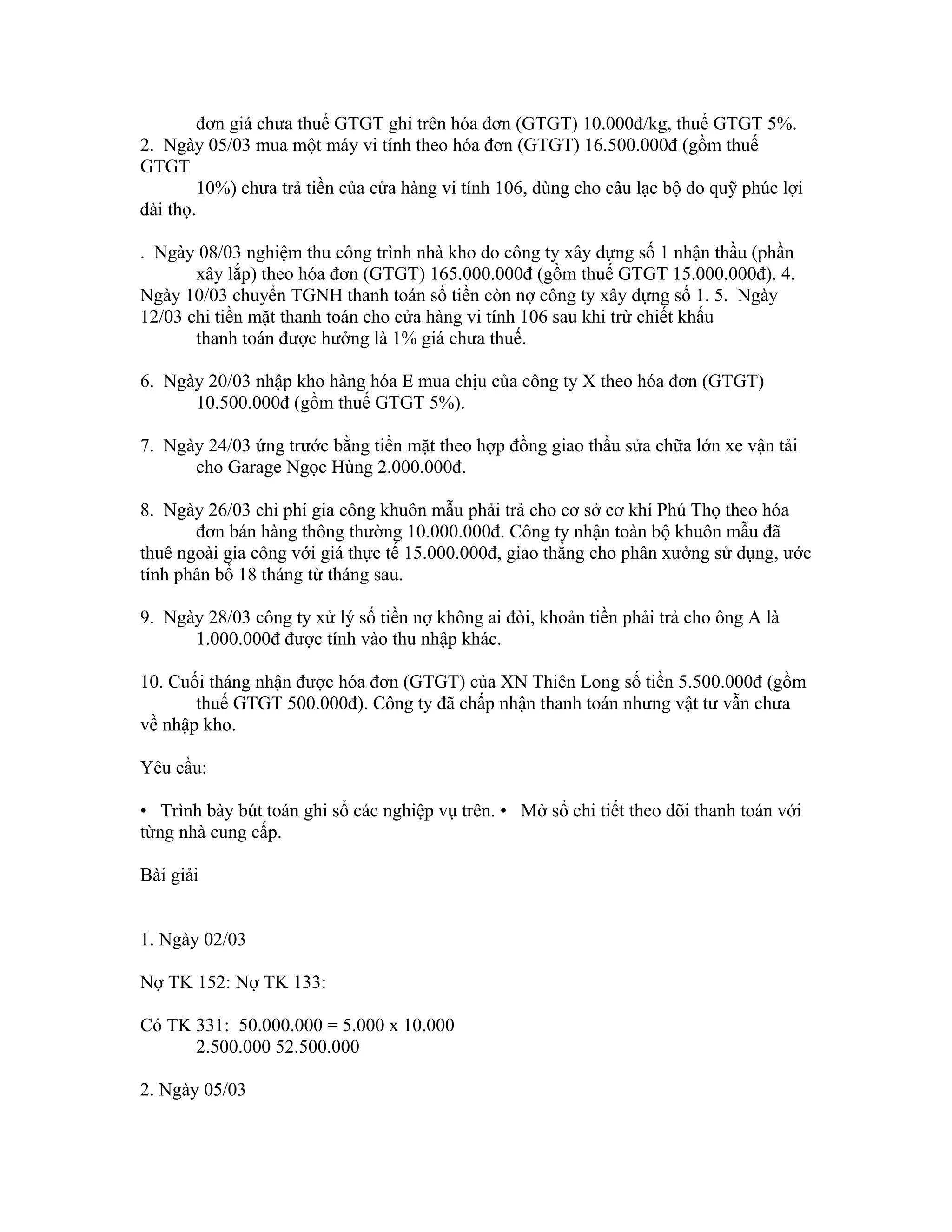 Bai tap kttc co loi giai 1 | PDF