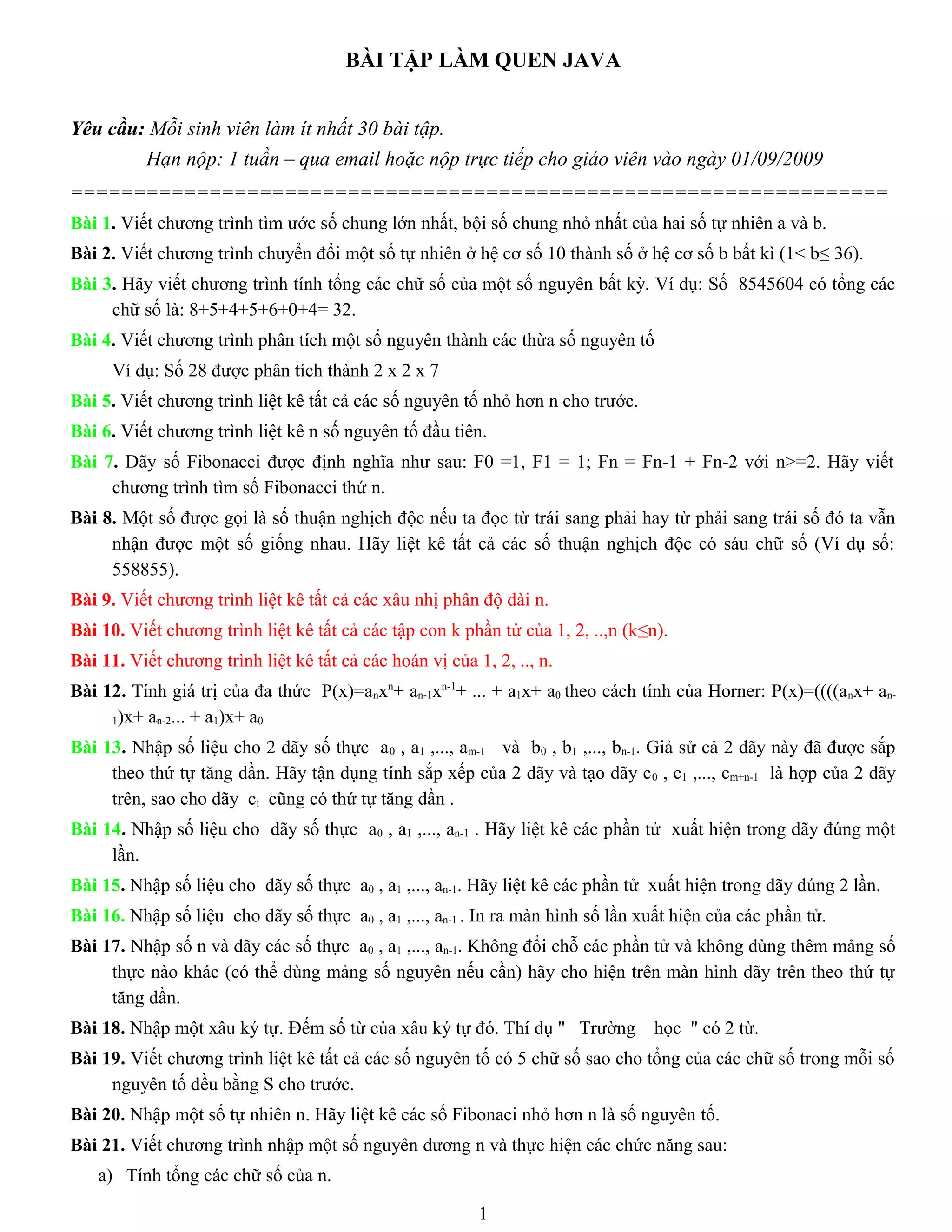 Bai tap lam quen java (1) | PDF | Free Download