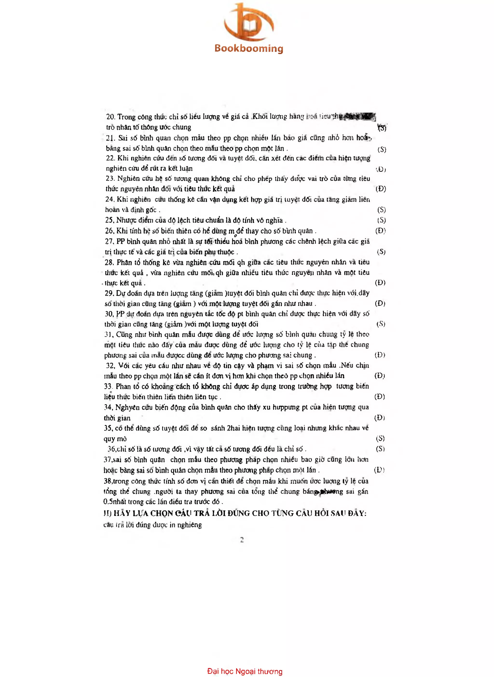 Bai tap ly thuyet thong ke | PDF