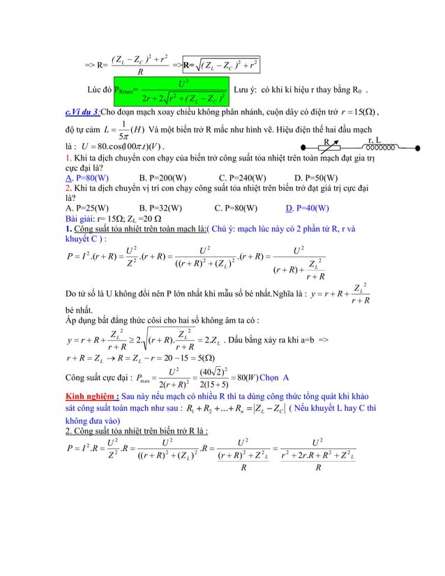 Bai tap mach dien xoay chieu | DOCX