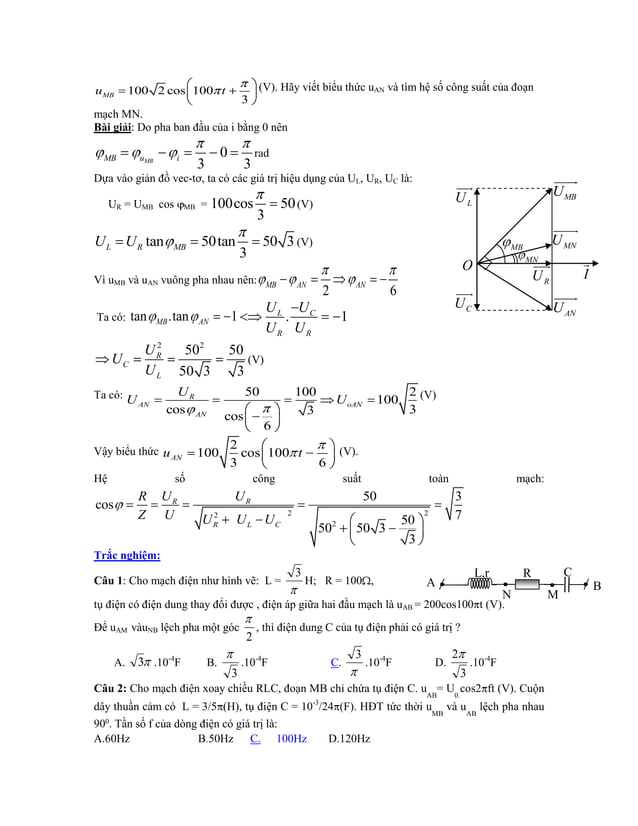 Bai tap mach dien xoay chieu | DOCX