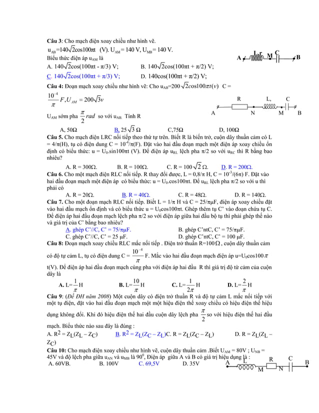Bai tap mach dien xoay chieu | DOCX